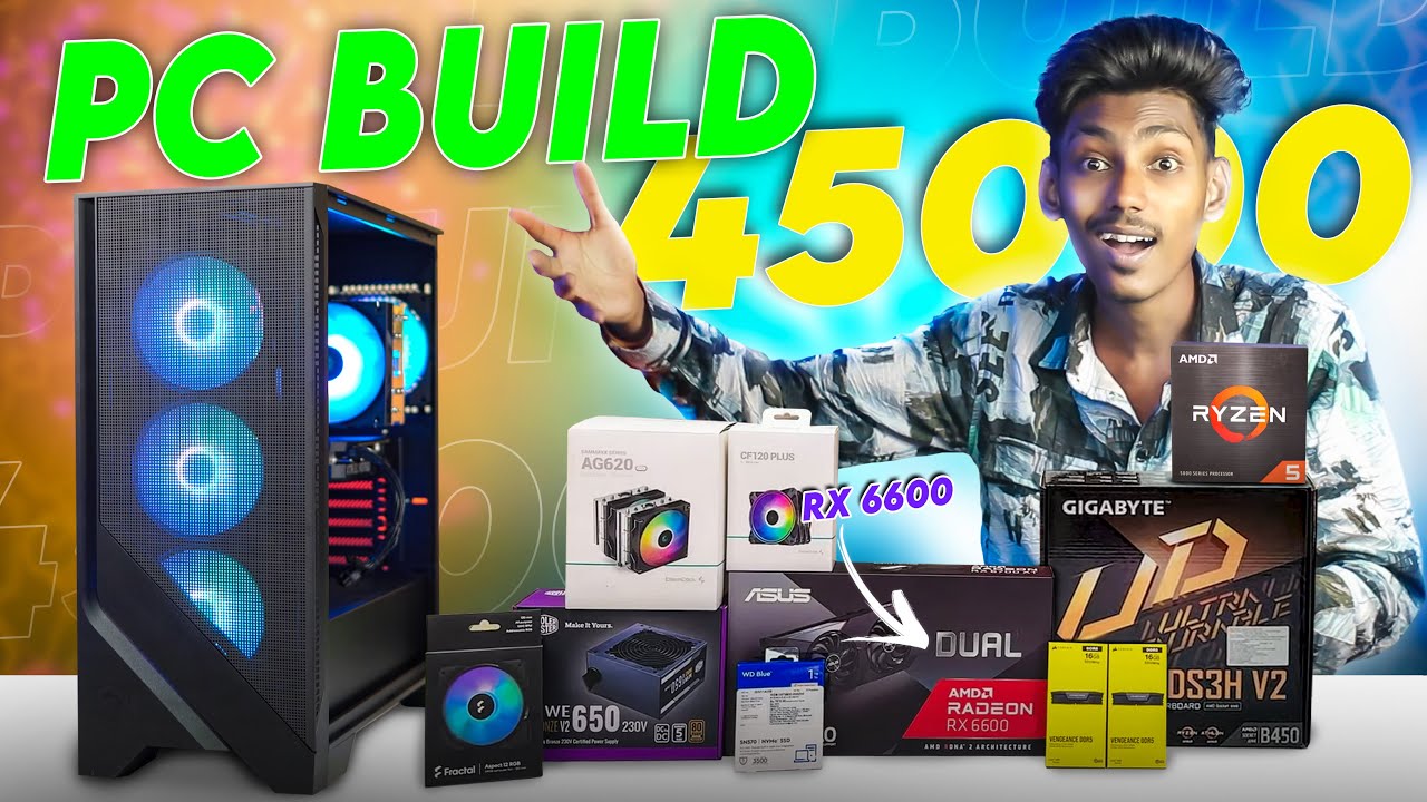 45K Gaming PC Build | RX 6600 8GB GPU | Techy QR - YouTube