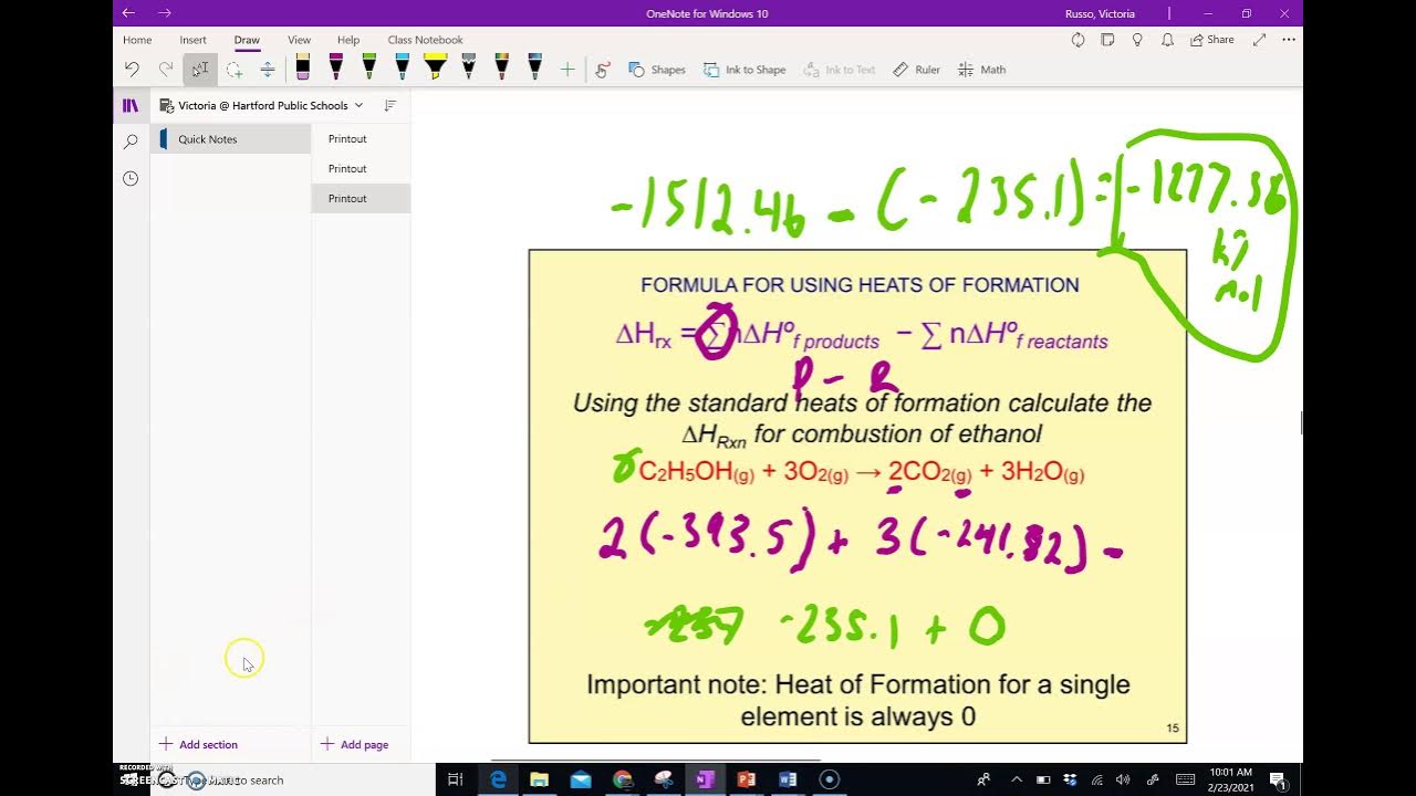 Calculation of Enthalpy Using Heats of Formation and Bond Dissociation ...