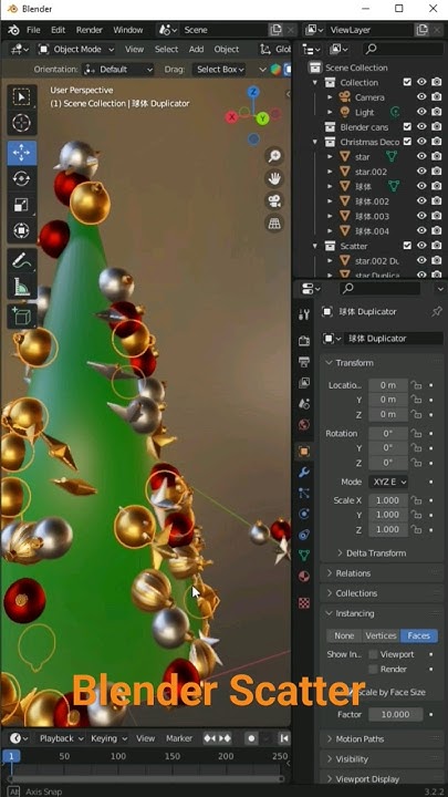 #blender 3d christmas tree scatter object tutorial - YouTube