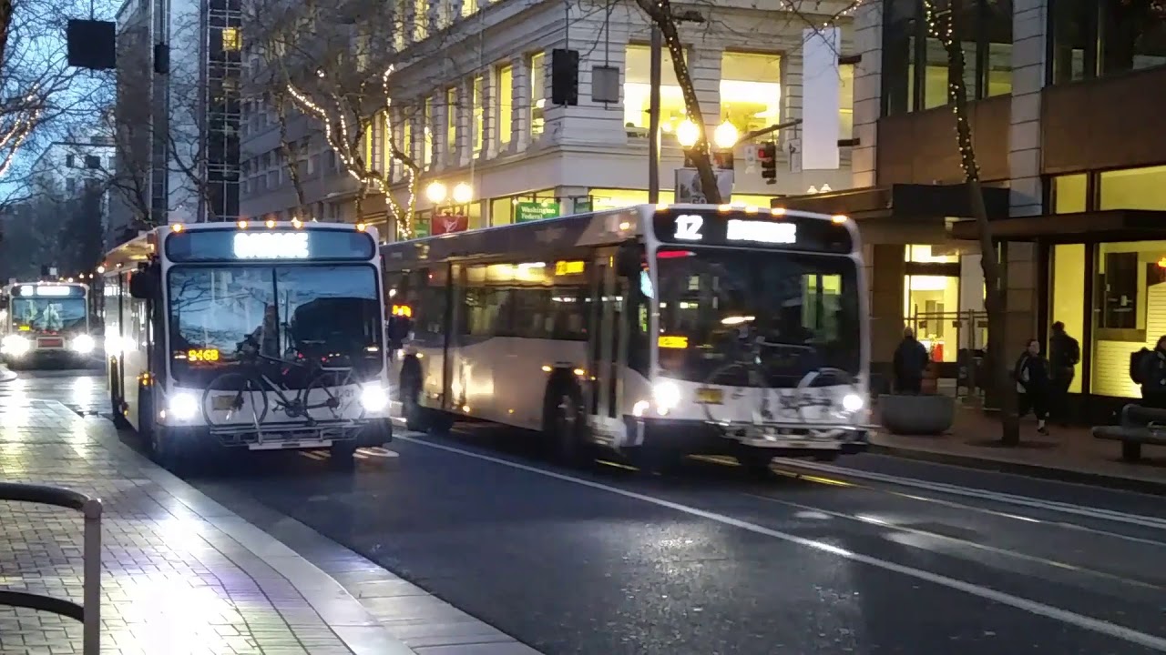 TriMet 2014 and 2017 Gillig Low Floor BRT #3201 & #3704 on line 12 & 94 ...