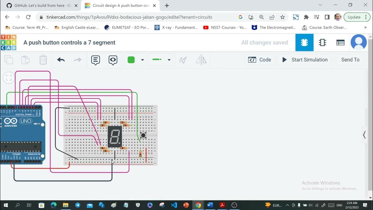 A Push Button Controls A 7 Segment Using Counter Tinkercad Youtube
