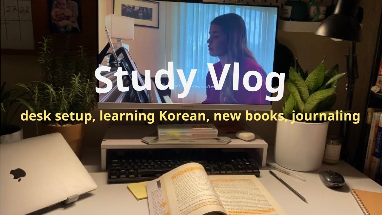 Study Vlog | desk setup, learning Korean, new books, journaling 📝 - YouTube