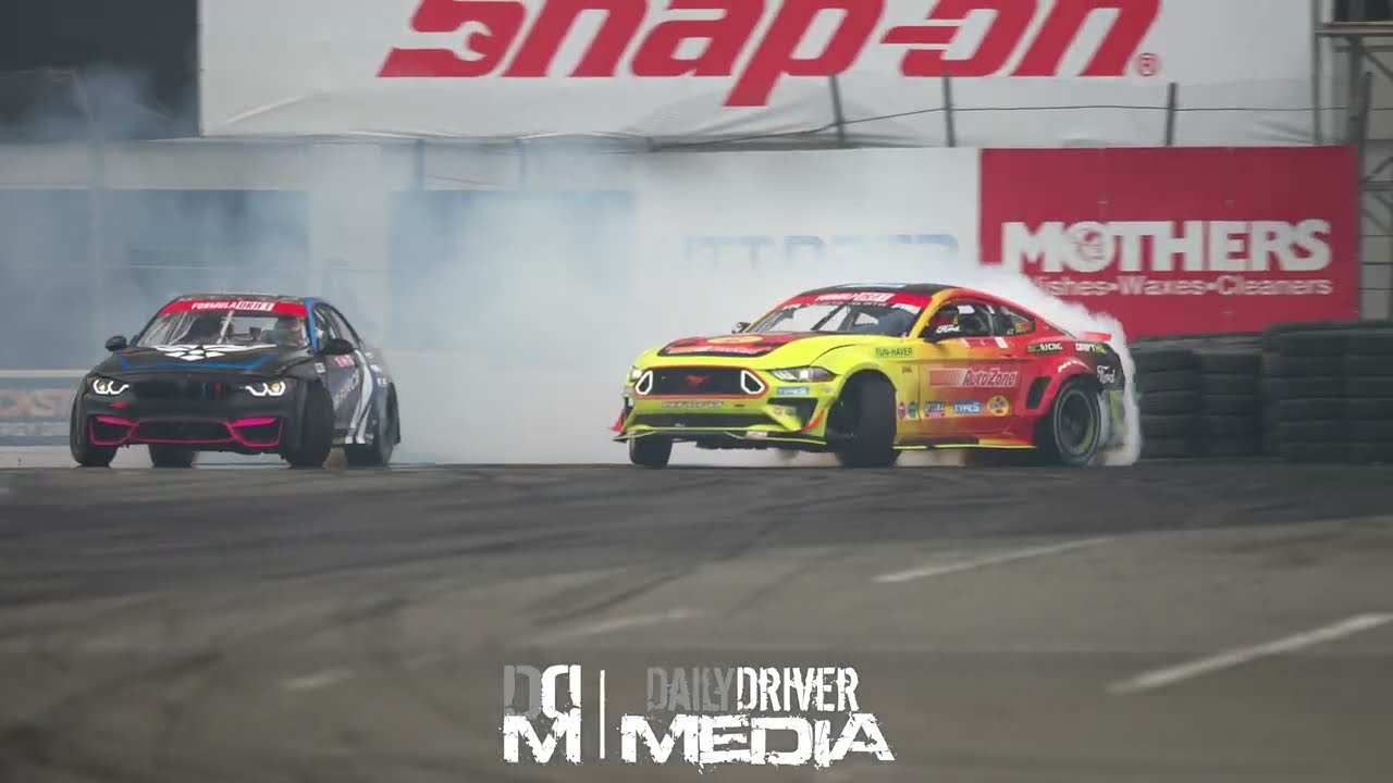 Adam LZ Wall Tap in new RTR Mustang at Formula Drift Long Beach - YouTube
