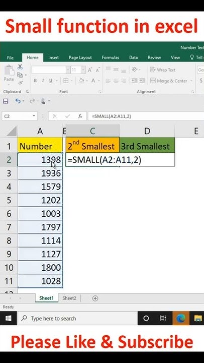 Small Function in Excel || Excel Tips & Tricks - YouTube