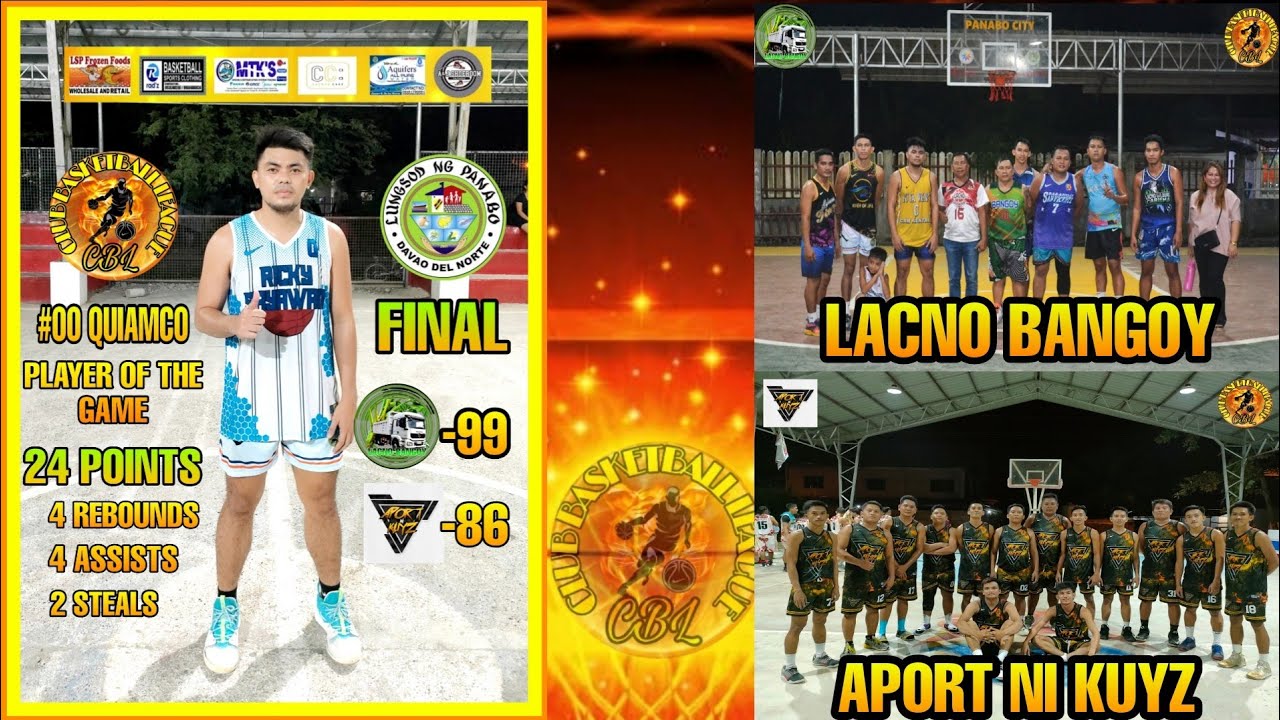CBL SEASON 1 PANABO CITY, LACNO BANGOY VS APORT NI KUYZ, QUIAMCO DROPS ...