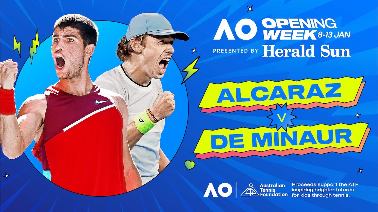 LIVE | Carlos Alcaraz v Alex De Minaur Charity Match | Opening Week ...