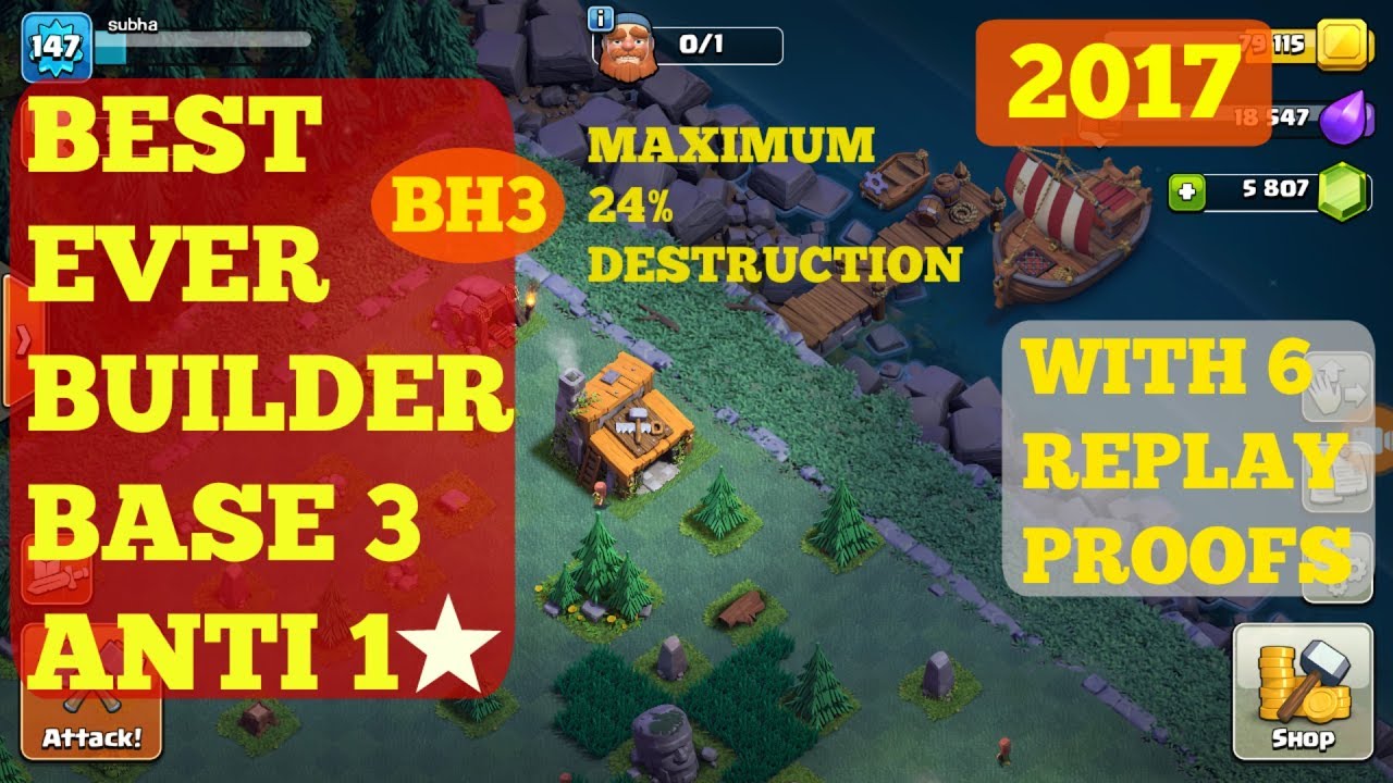 BEST BUILDER HALL 3 BASE WITH PROOF!! NEW COC BH3 ANTI 1 AND ANTI 2 ...