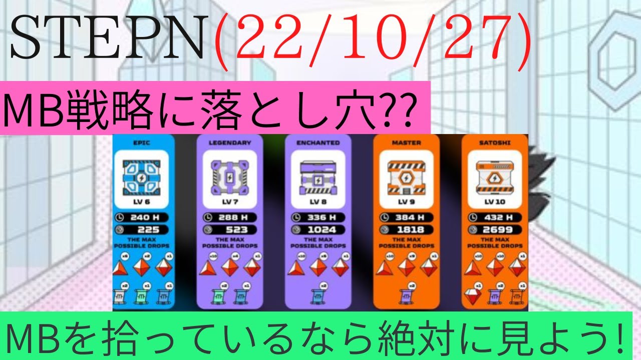 [STEPN] MBの落とし穴とは？？MB拾っている方は必見です！！ 221027 - YouTube