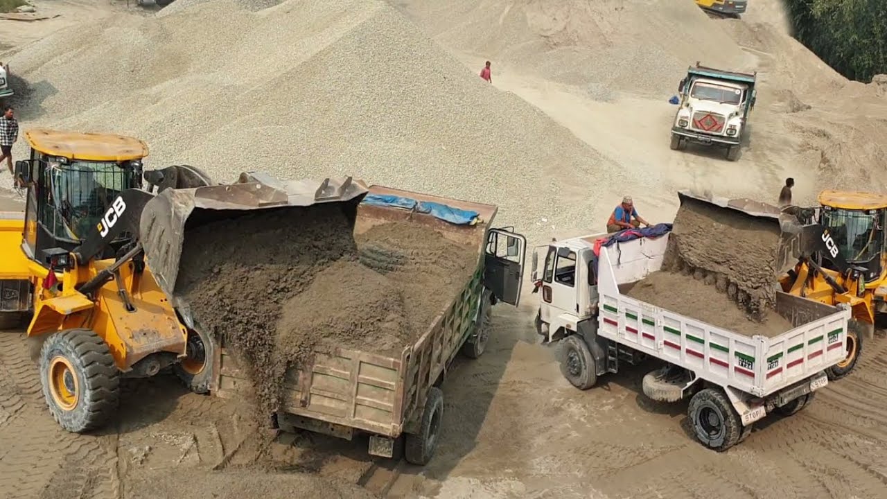 A Day Life of a Busy JCB Wheel Loader Operator in Crusher-Multiple Task ...