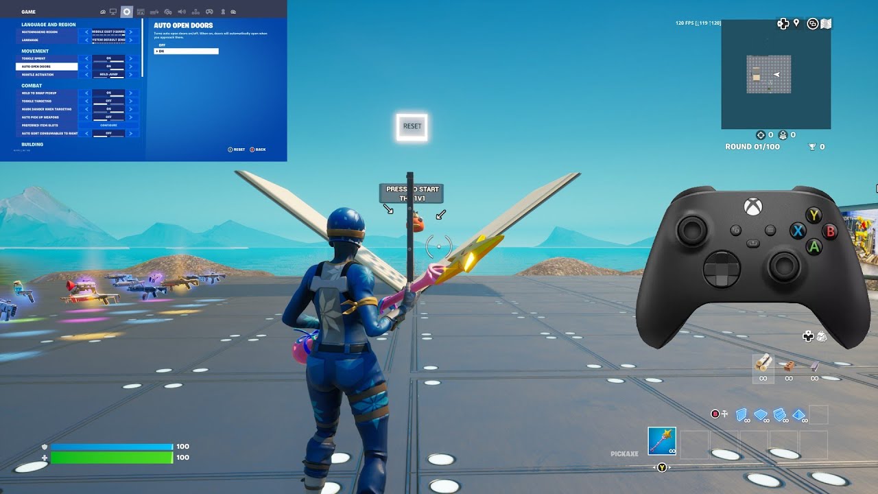 Fortnite 1v1 Rider Game Play But It's Crazy ...👿+ BEST AIMBOT controller Settings(4K 120FPS ...