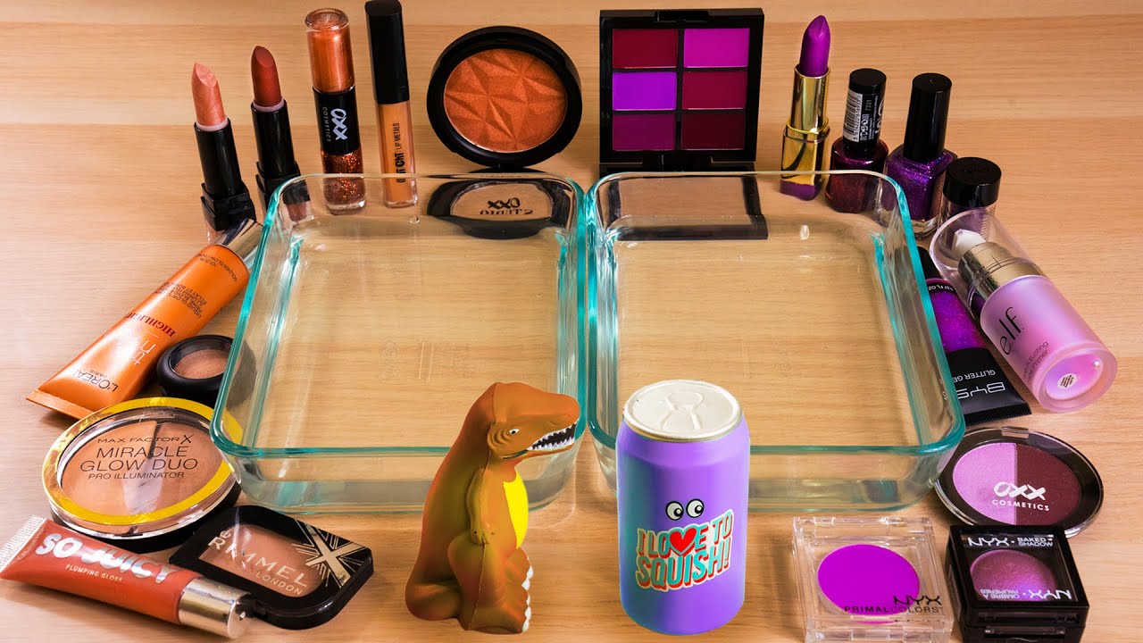 Mixing Makeup Eyeshadow Into Slime! Chocolate vs Purple Special Series ...