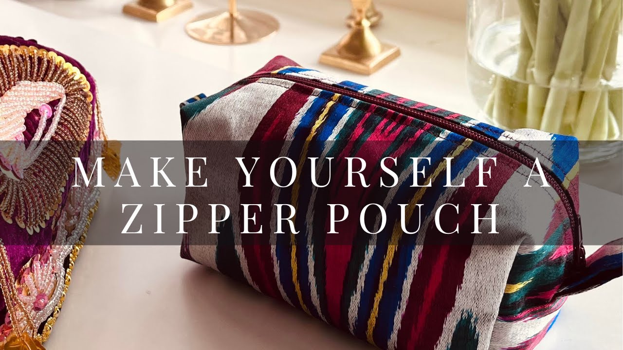 EASY DYI ZIPPER POUCH | SMALL MAKE-UP POUCH TUTORIAL | IKAT - YouTube