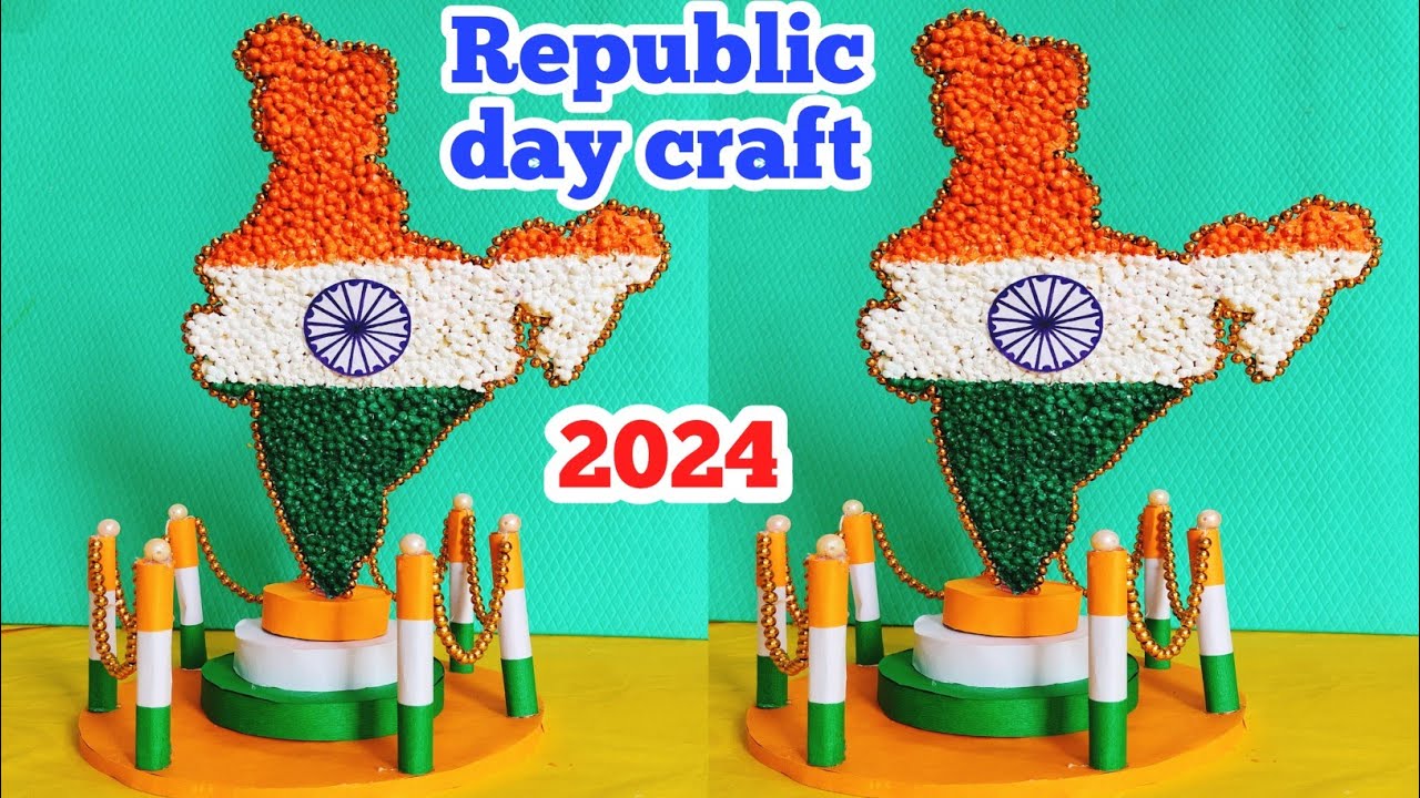 how to make decorate India map 2024 ll republic day craft ll tricolor ...