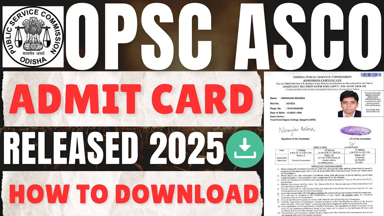 opsc asco admit card 2025 | odisha assistant soil conservation officer ...