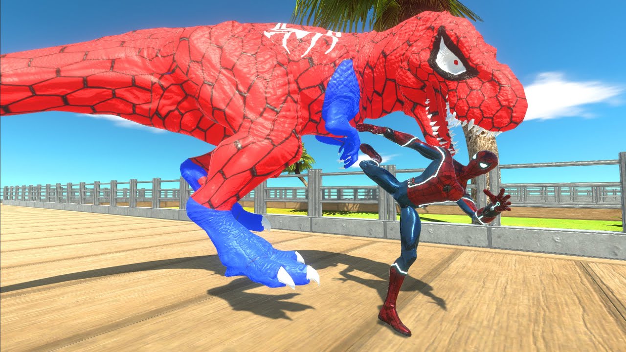 SPIDER MAN MARVEL vs SPIDER T-REX OASIS DEATH RUN - Animal Revolt ...