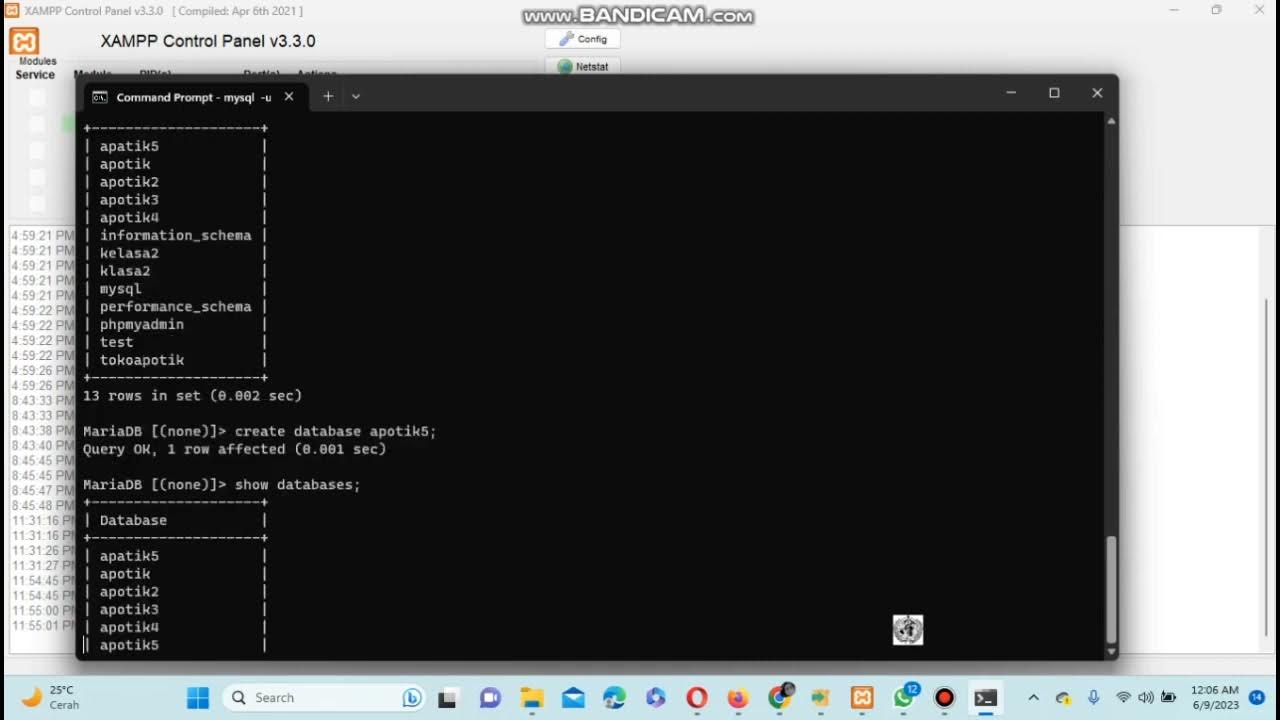 Tugas Basis Data "pembuatan data base pada XAMPP dan CMD" - YouTube
