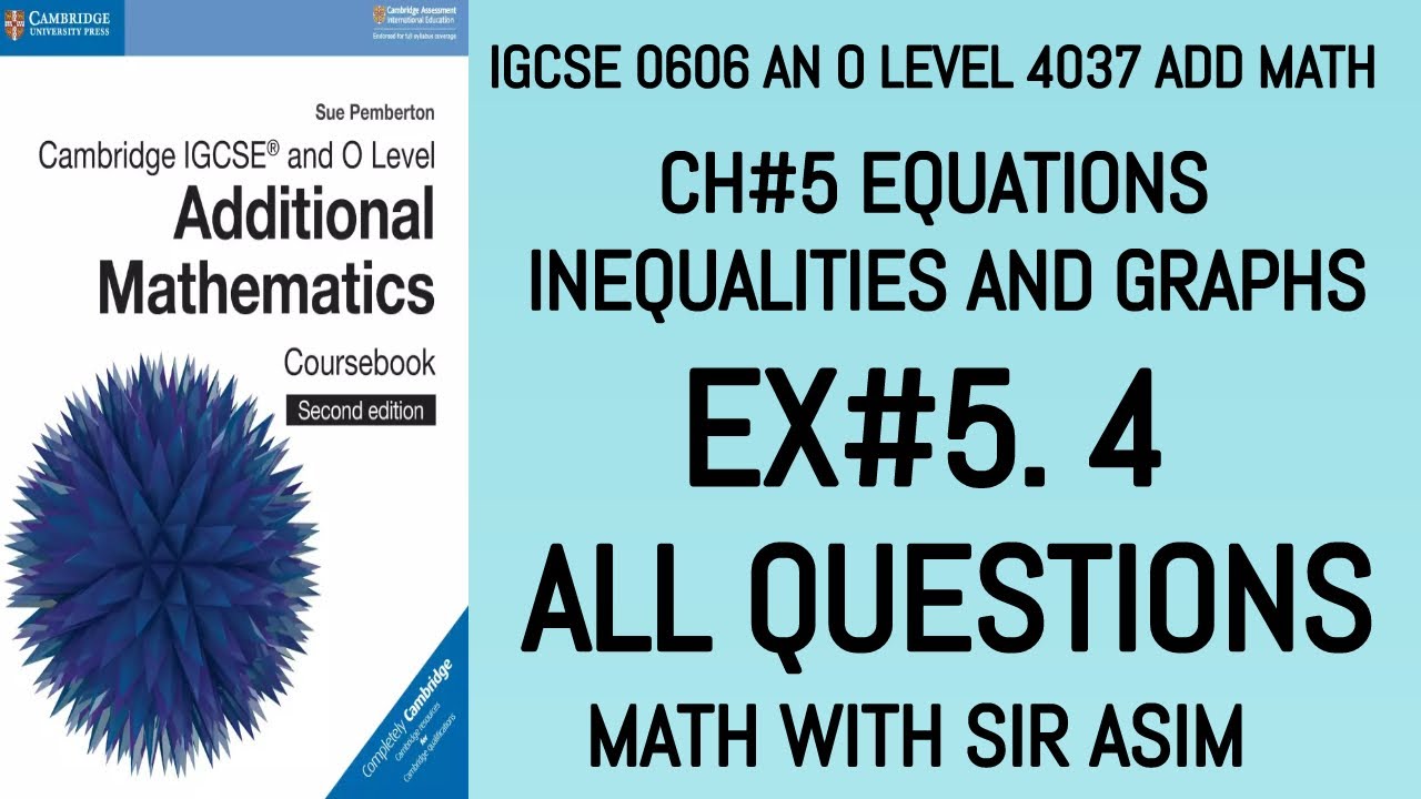 Additional Math Igcse 0606 And O Levels 4037 Ch5 Ex 54 Q123 Lecture 264cubic Function