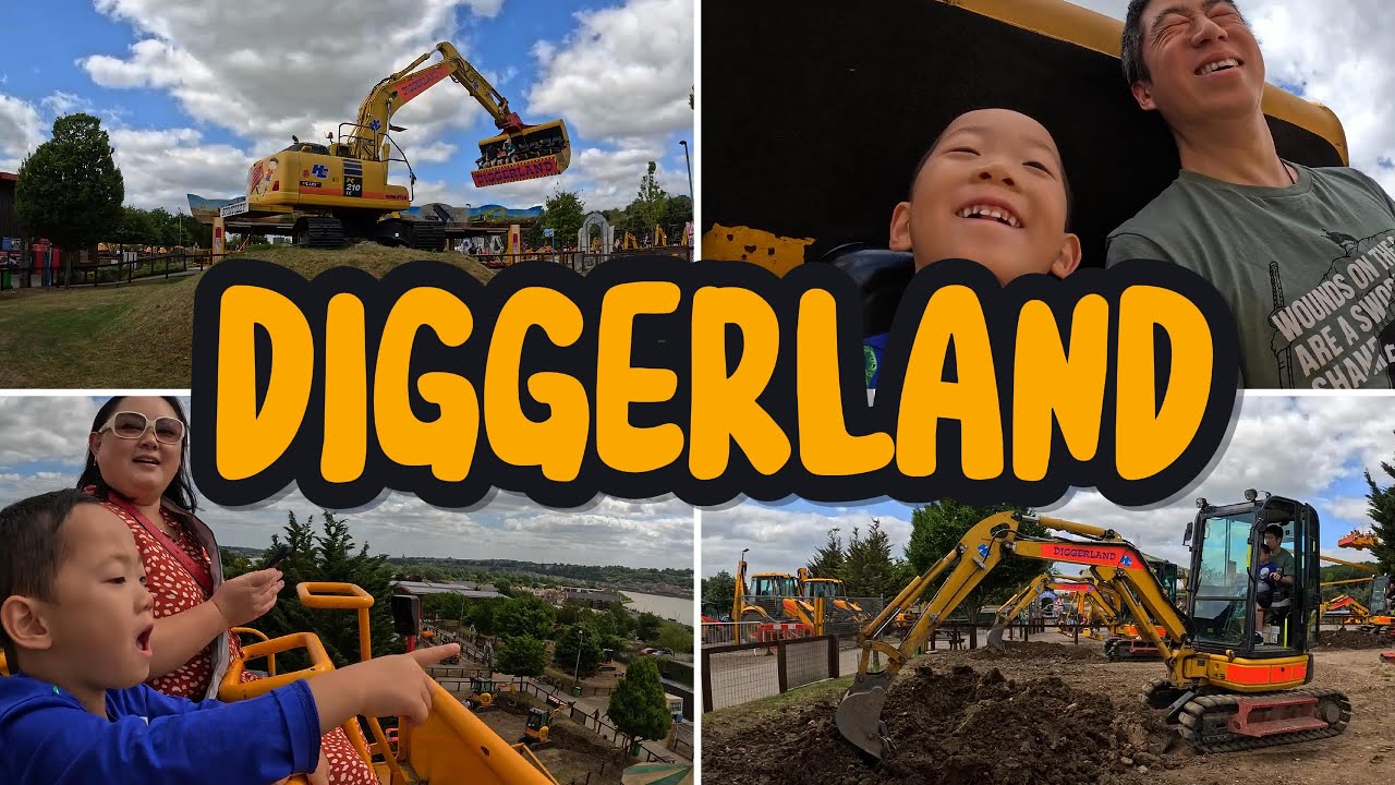 Diggerland UK Kent! Theo Drives Diggers, Lorries & Tackles the Crazy Scoop Ride! - YouTube