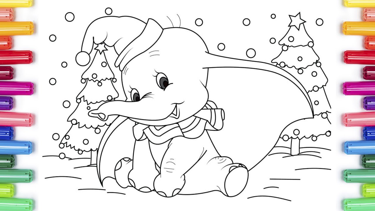 Christmas Elephant and Christmas Trees Coloring Book with Songs for ...
