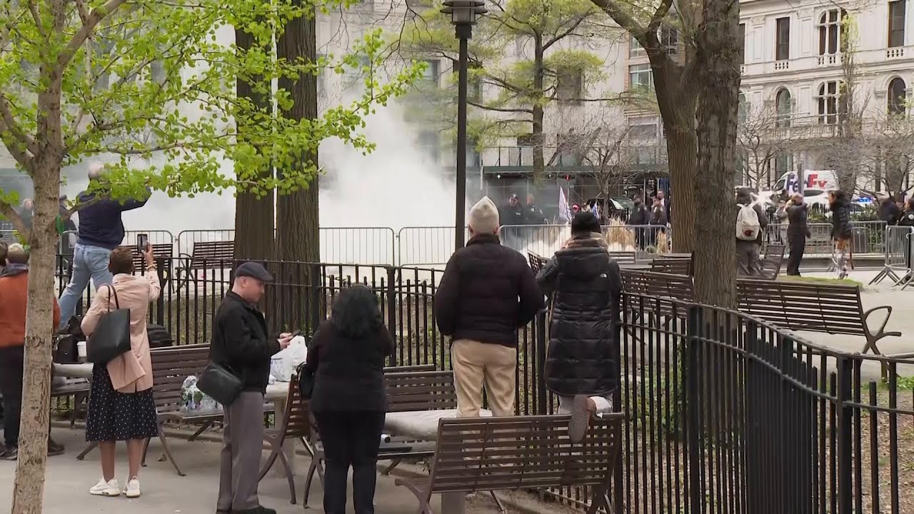 Person rushed away on a stretcher after fire extinguished outside Trump ...