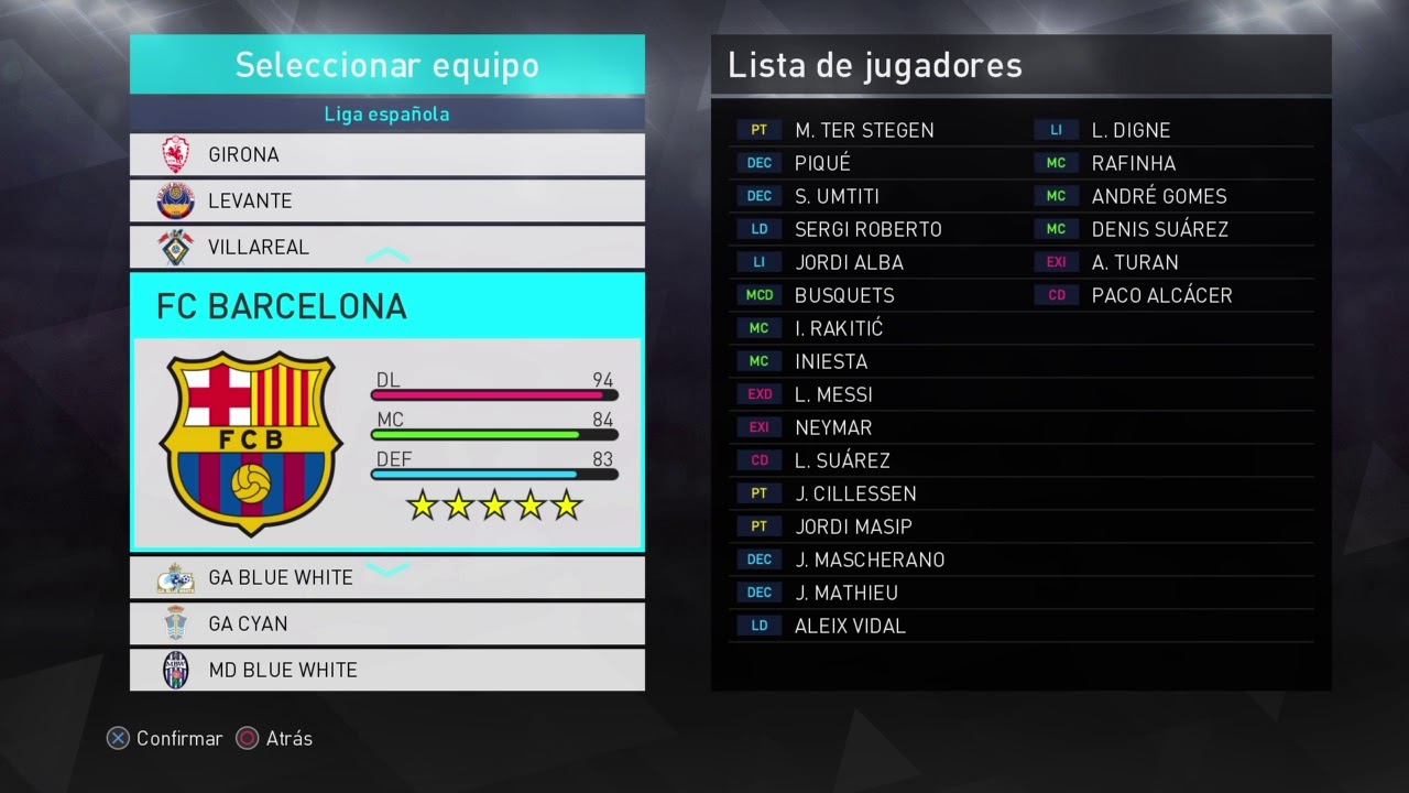 Liga Española PES 2018 nombres reales de todos los equipos - YouTube