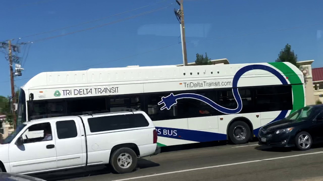 Tri Delta Transit’s 391 WB New Electric Bus At Oakley Big Break - YouTube