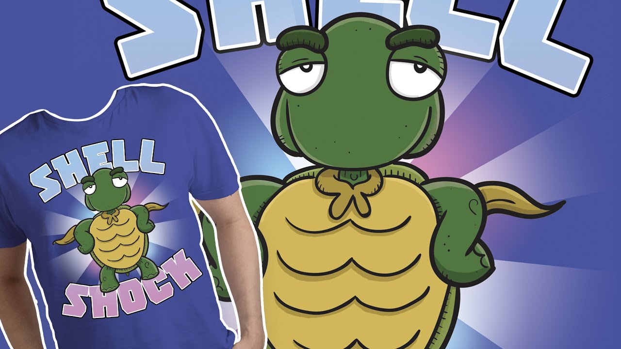 How to Design a Cartoon T Shirt - Shell Shock the Turtle! - YouTube