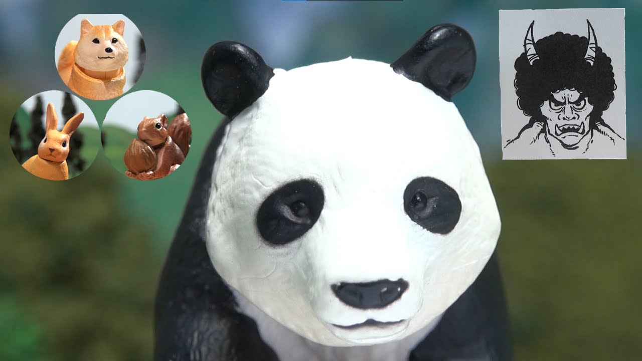 Animert Bevegelig Panda Schattige Panda Beer Cartoon Slaap Op Bamboe