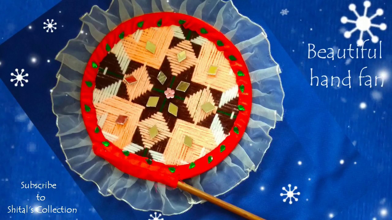 DIY how to make handfan/handfan with wool / wool hand fan Design - YouTube