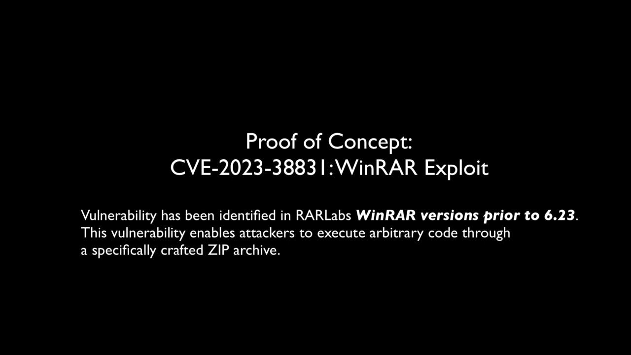 CVE-2023-38831: WinRAR Exploit Proof of Concept (PoC) - YouTube