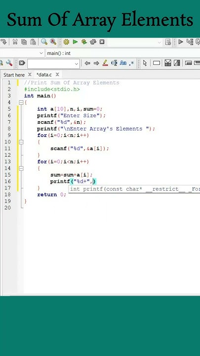 69 Sum Of Elements Of 1 D Array C Program Shorts Cprogramming Coding Shortvideo Array