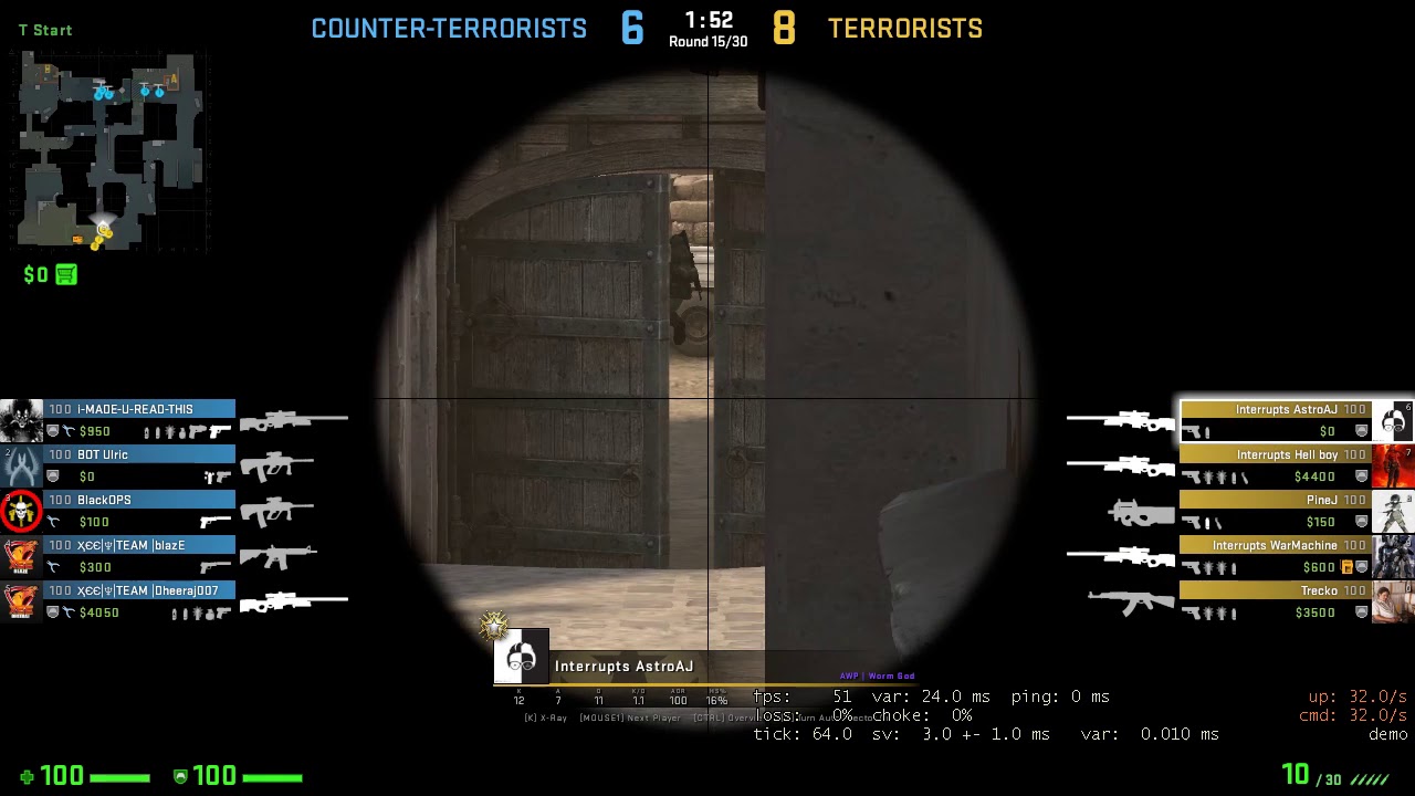 CS GO | Dust 2 Mid-doors AWP headshot through door | AstroAJ - YouTube