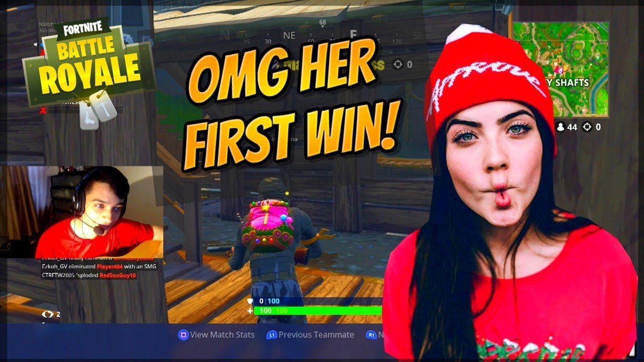 HELPING GIRL GET HER FIRST FORTNITE WIN!! (Noobs Get A WIN!) - YouTube