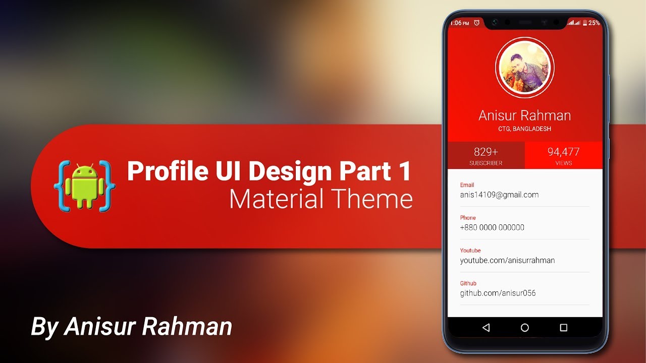 Profile UI Design Part 1 - YouTube