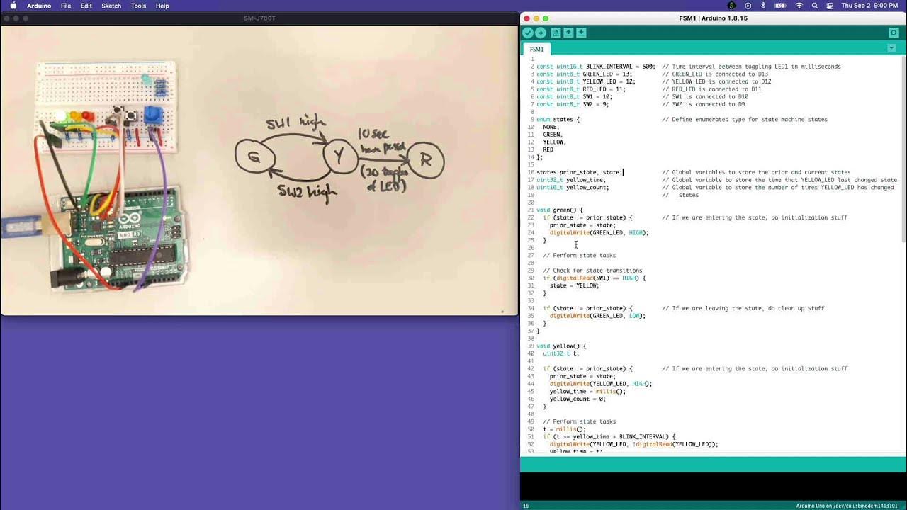 Arduino Tutorial on Finite State Machine Implementation - YouTube