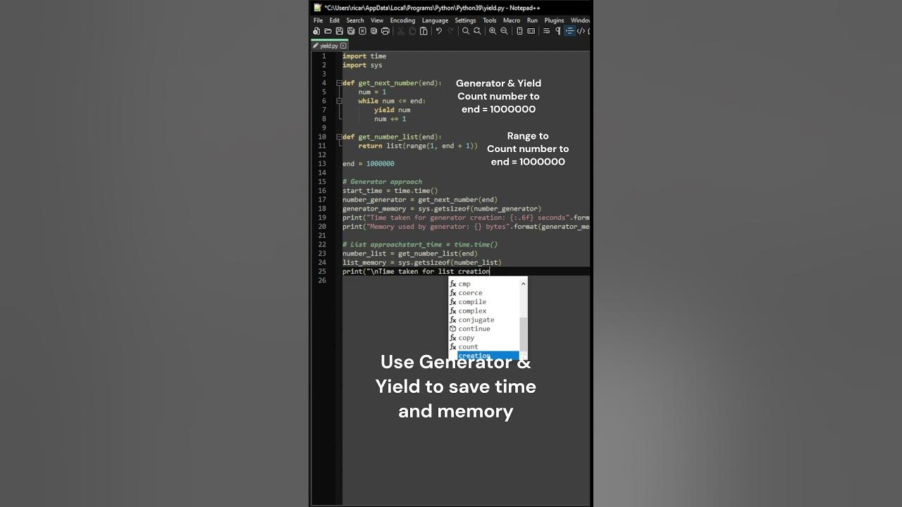 Generator And Yield Python Youtube