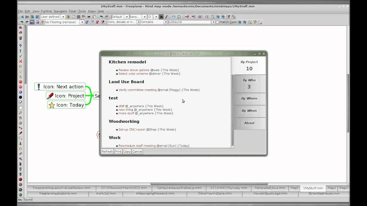 how to use hot keys with icons on Freeplane and the GTD plugin - YouTube