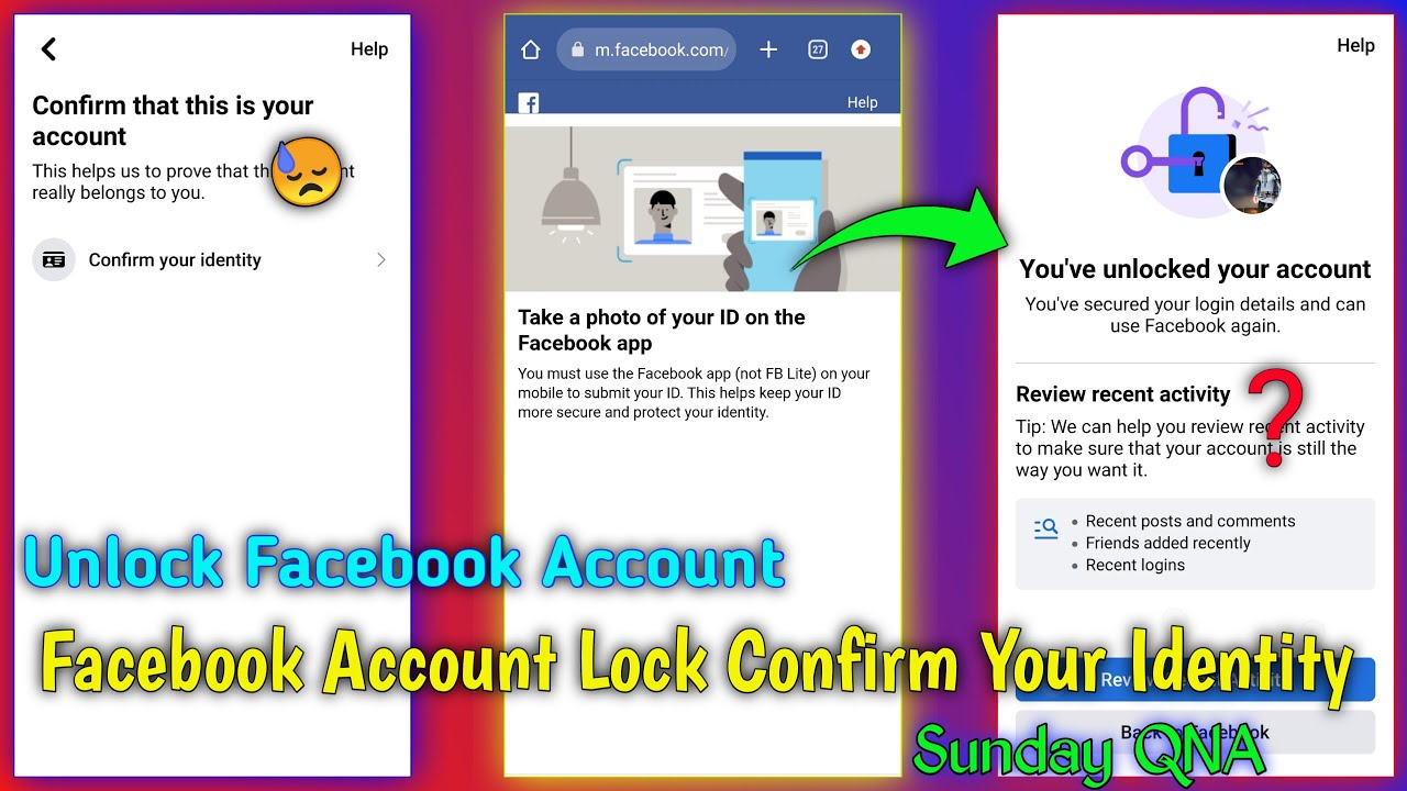 Facebook Lock confirm your identity | Take a photo of your Id on the ...