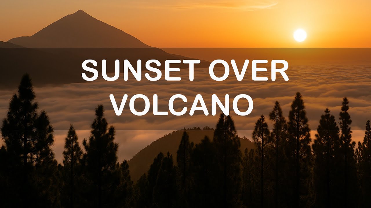 Sunset Over Volcano | Clouds, Birds & Golden Sky | 4K Nature Ambience ...