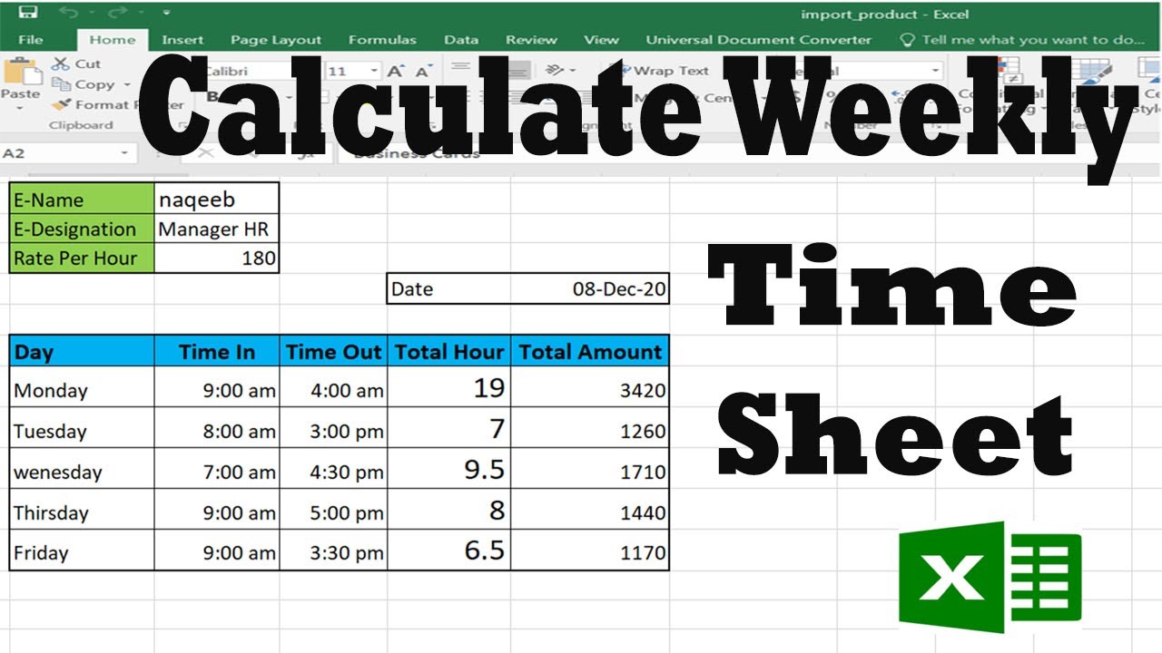 How To Calculate Weekly Time Sheet In Excel By Learning Center In Urdu How To Calculate Weekly Time Sheet In Excel By Learning Center In Urdu