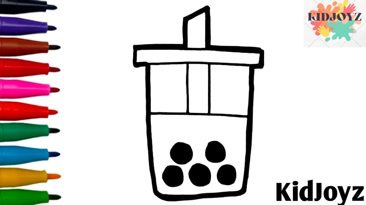 How to draw & Colour Boba Tea🍵 in easy step by step Tutorial in 2024 ...