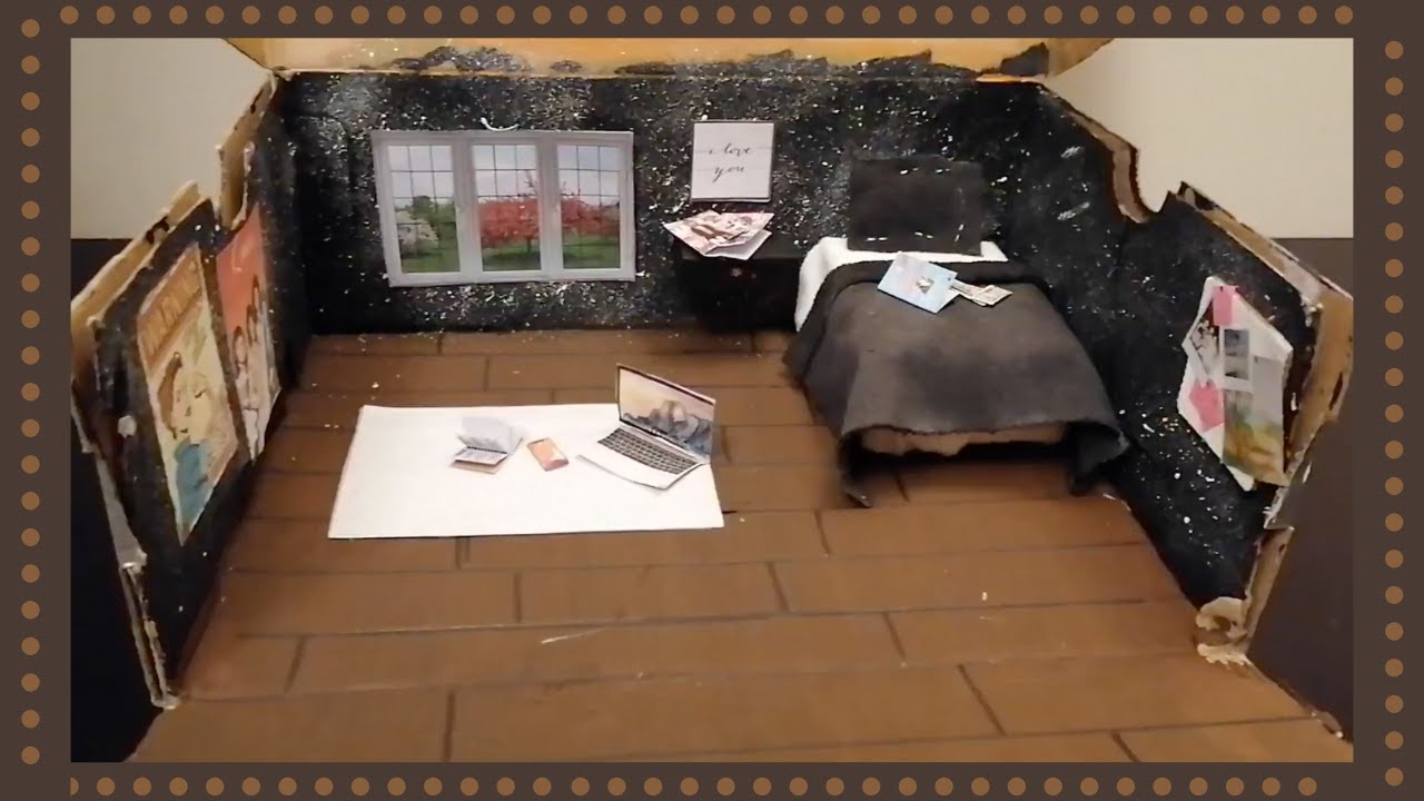 DIY miniature cardboard Room *EASY* - YouTube