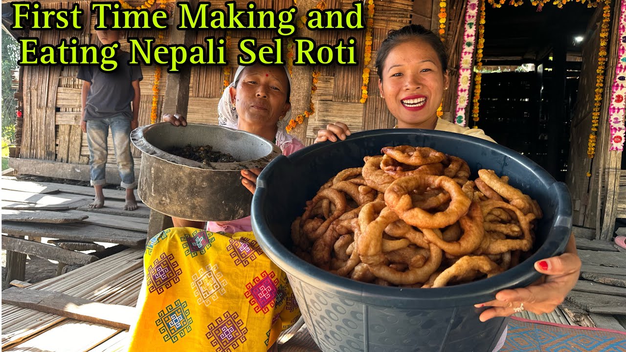 First Time Making and Eating Nepali Sel Roti || Diwali Special Recipe ...
