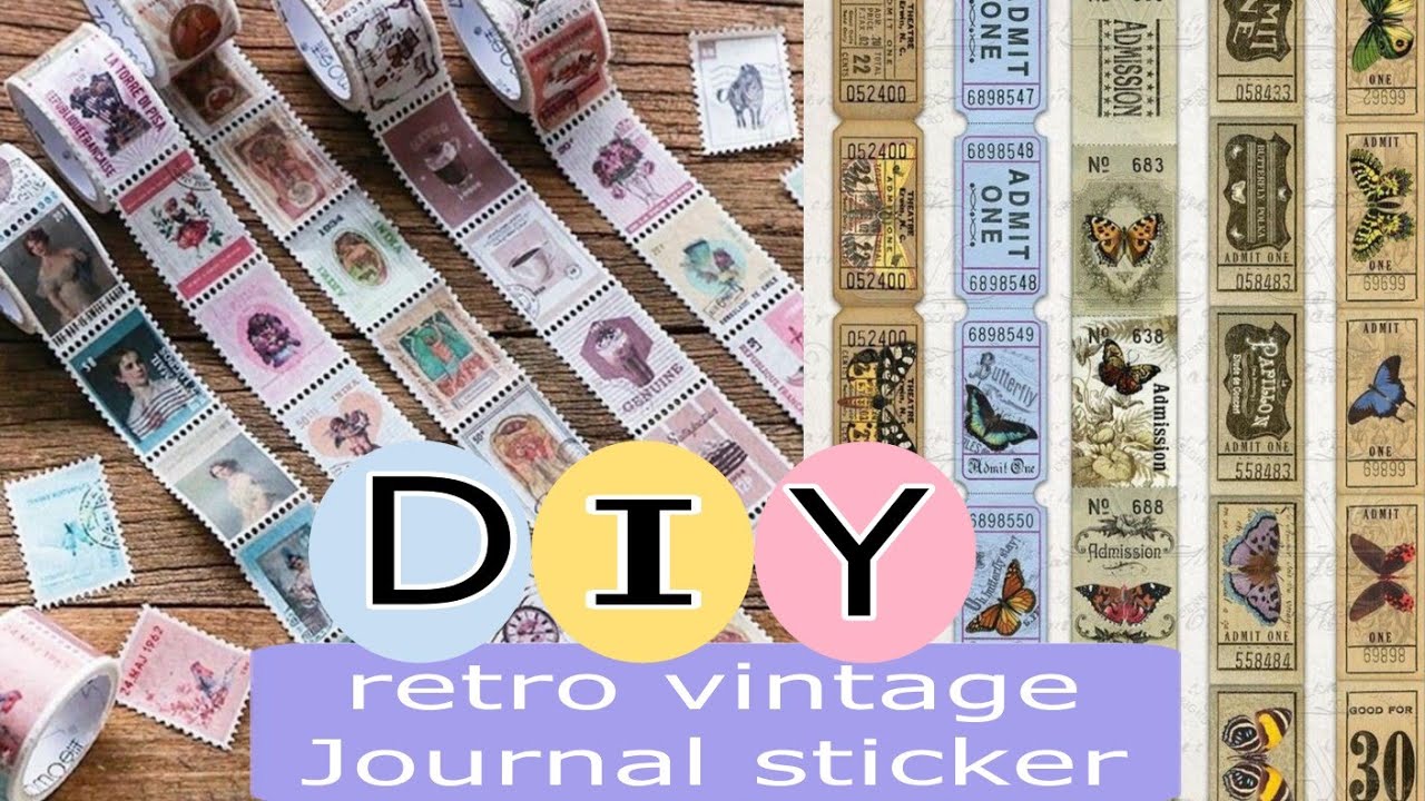 how to make handmade vintage retro stickers for Journal 🌷 🦋 # ...