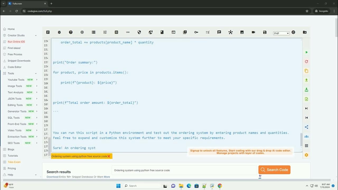 Ordering system using python free source code - YouTube