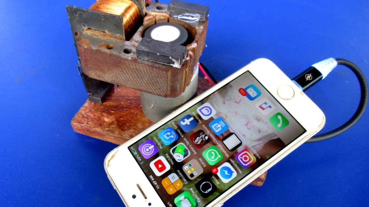 Free energy 100% Mobile phone charger Using DC motor generator - YouTube