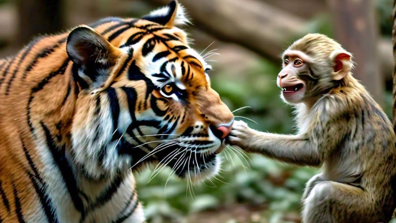 Unlikely friendship | Bengal tiger and monkey bond in wild | Bengal tiger With monkey ...