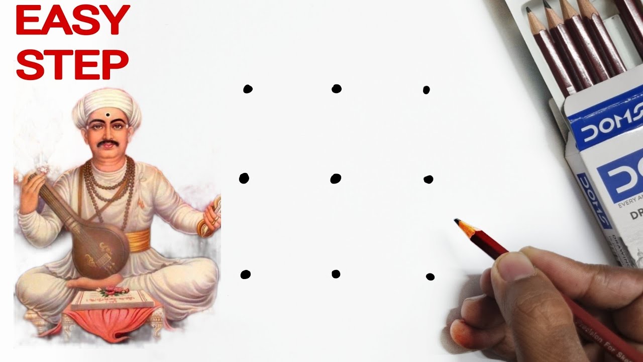 9 Dots turns into Sant Tukaram Drawing - YouTube