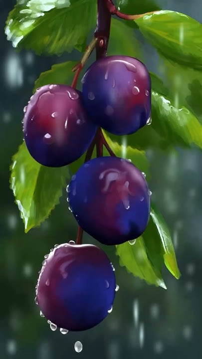 Малювання слив на гілці під дощем в Procreate Атмосферний процес 🍂☔️