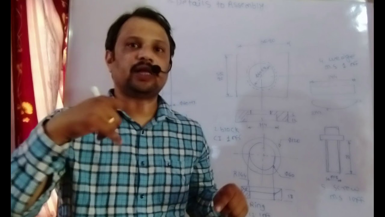 Details to Assembly of Tool Post in Machine Drawing. - YouTube